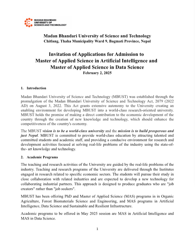 MBUST – Madan Bhandari University